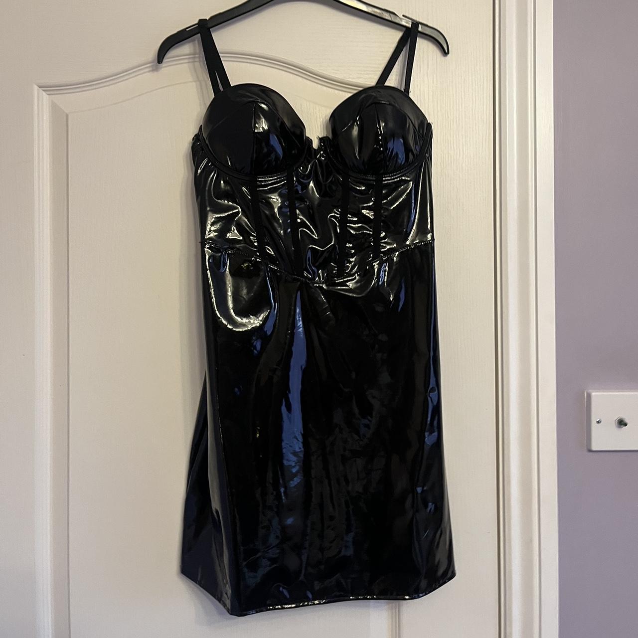 Black PVC mini dress #PVC #blackdress #halloween #goth - Depop