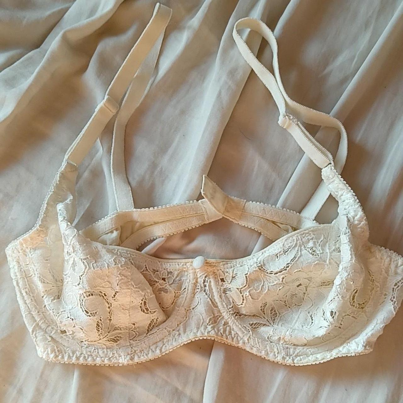 Really cute floral lace white / light cream bra with... - Depop