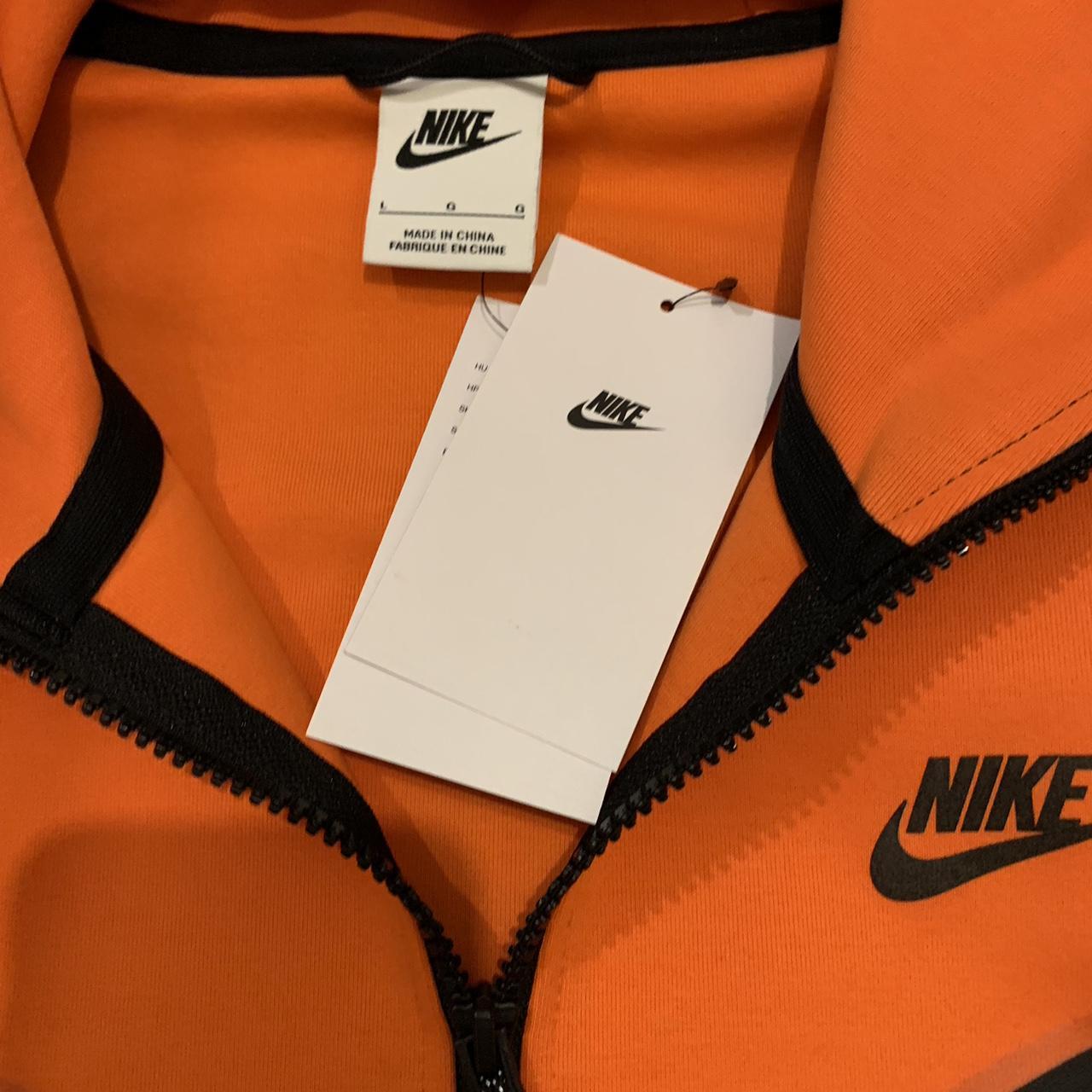 Nike Tech Fleece Orange Zip Hoodie - Depop
