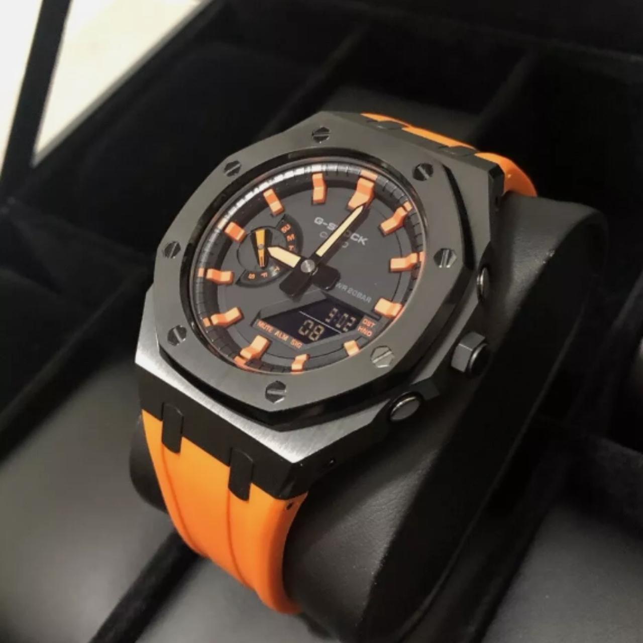 Casio G-Shock Mod Orange Pattern CasiOak... - Depop