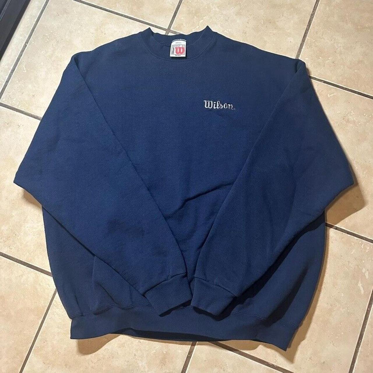 Vintage Wilson Big Men Navy Blue Crewneck Sweatshirt... - Depop