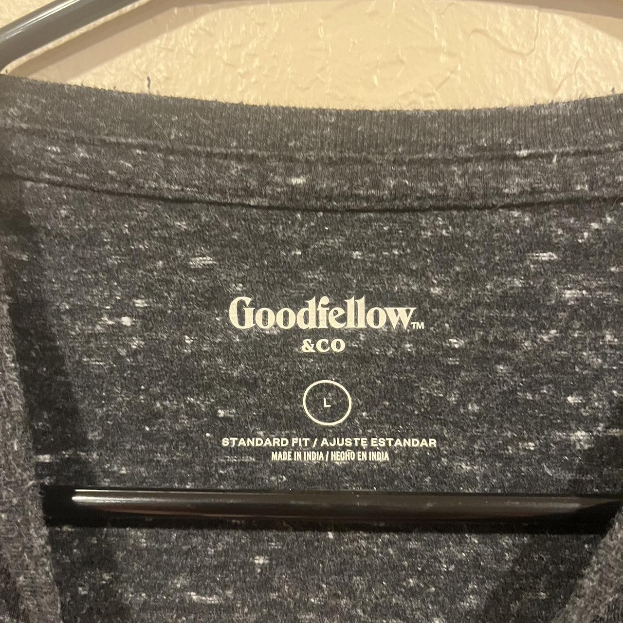 Goodfellow & Co Black and White Shirt Size: L Flaws:... - Depop