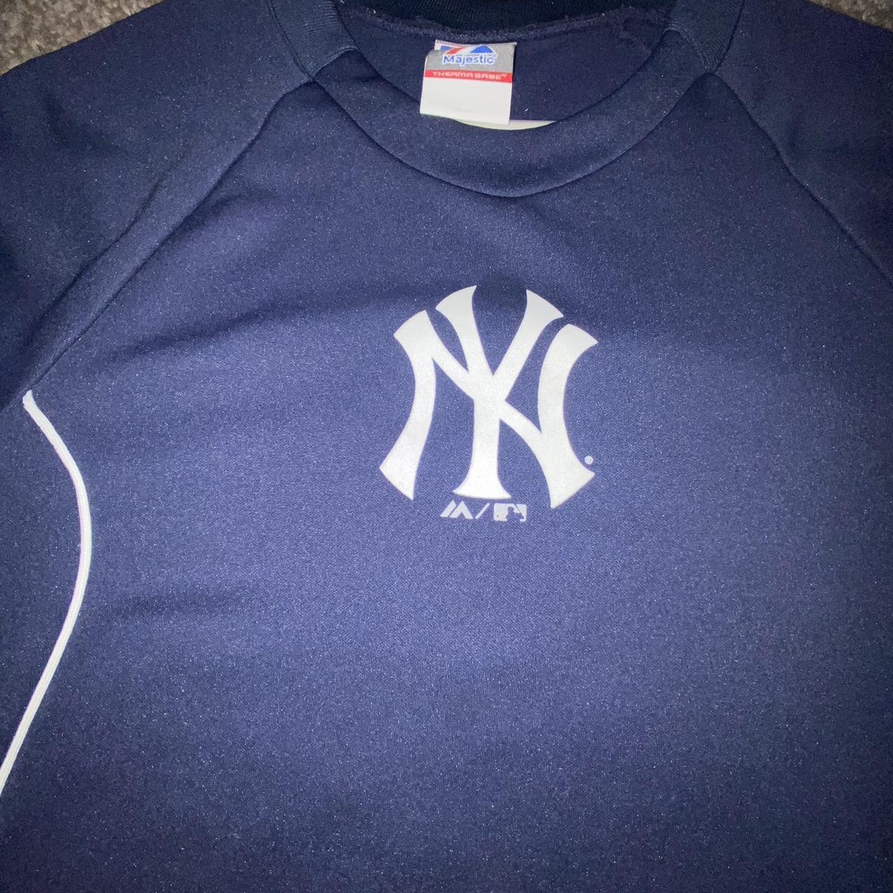 Large Navy Blue Vintage Baseball Yankees Thermal... - Depop