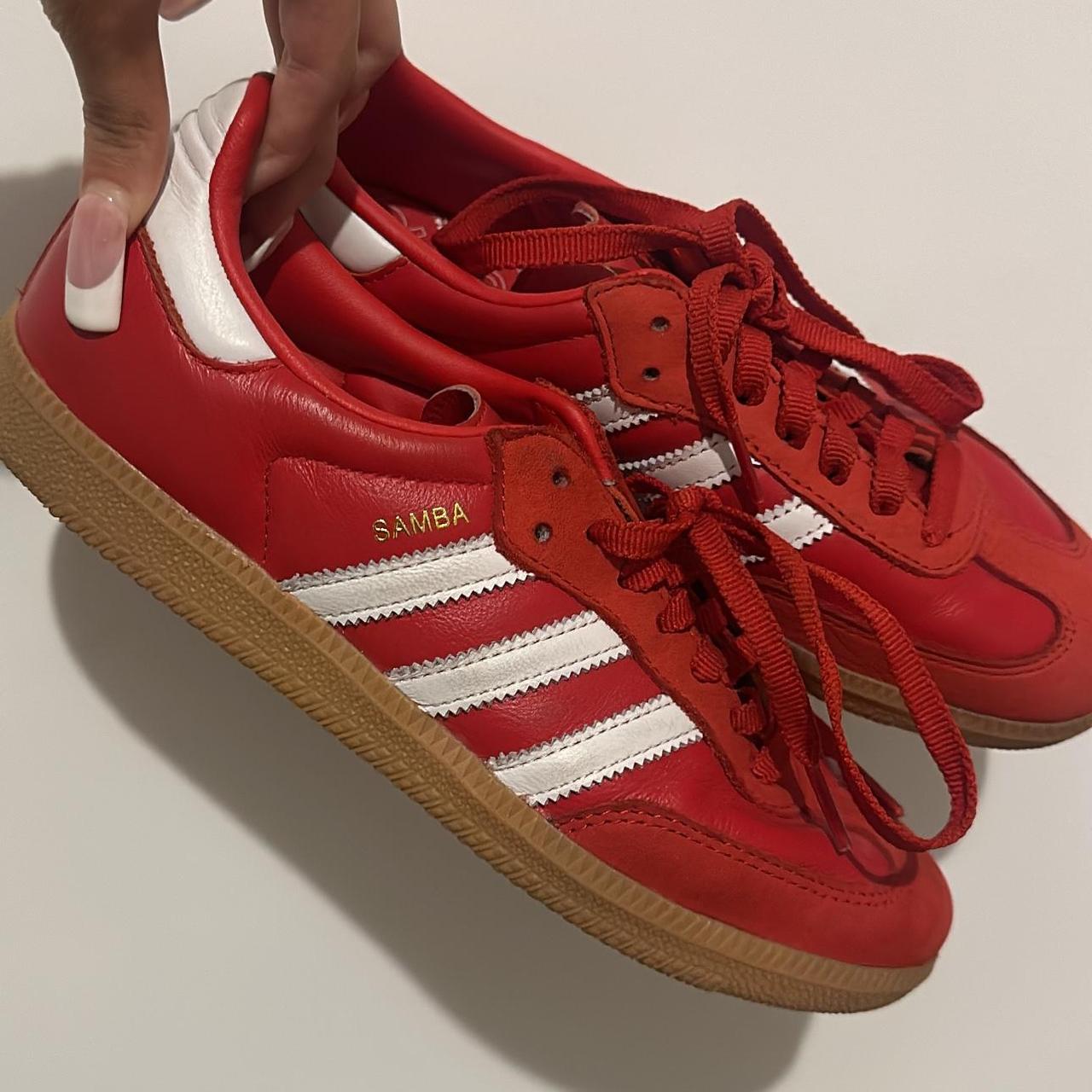 Adidas red sambas worn once | Depop