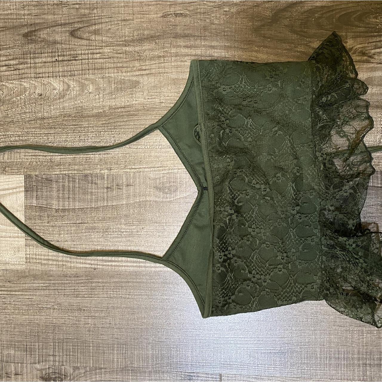 fun and cute dark green cropped top with straps - Depop