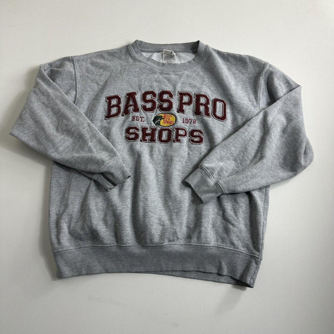 Vintage OFFICIAL BASS PRO SHOPS Graphic Gray Sweater... - Depop