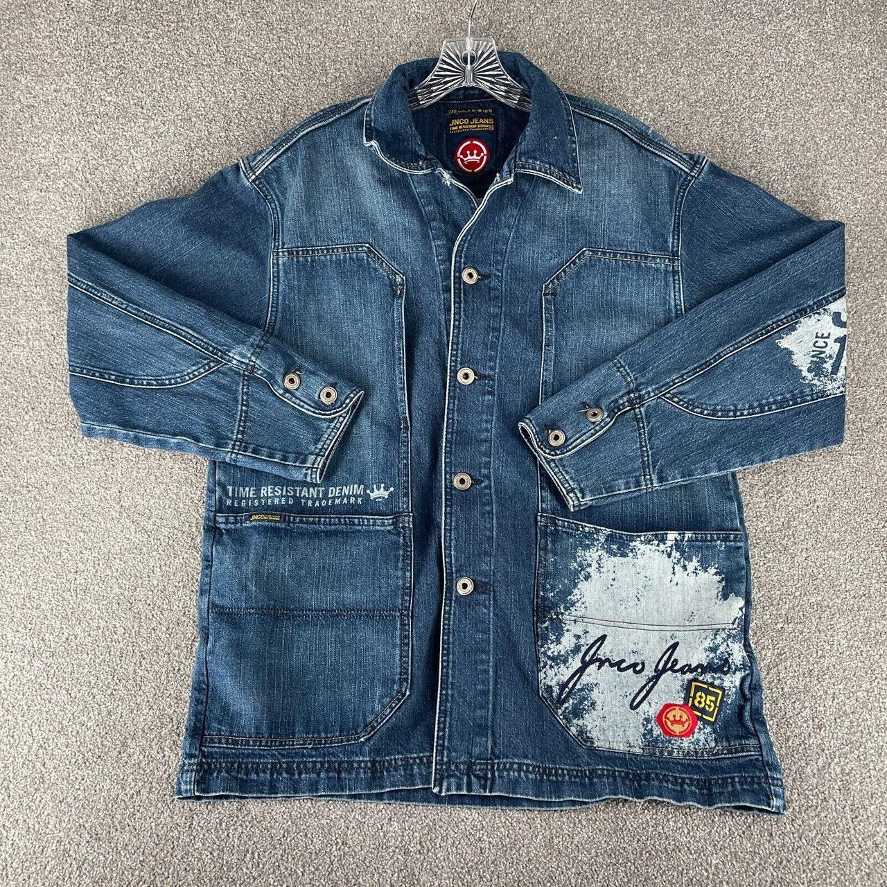 VINTAGE JNCO Jeans Jacket Adult Medium Blue Denim... - Depop