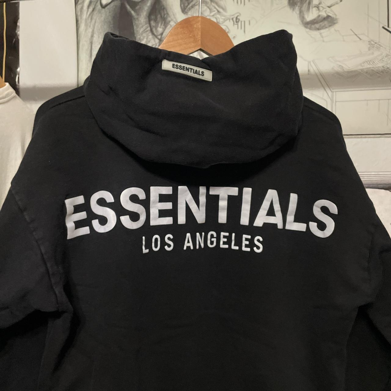 black Essentials Los Angeles hoodie with 3M back... - Depop
