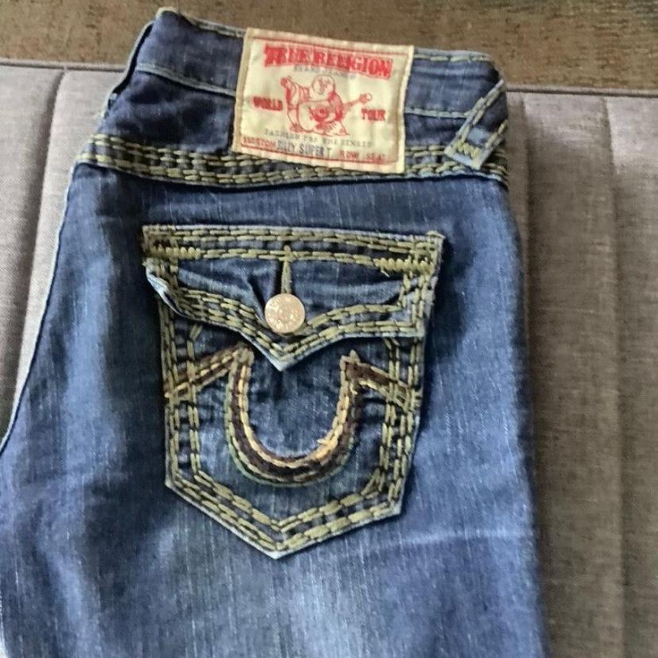 The coolest low rider True Religions. In perfect... - Depop