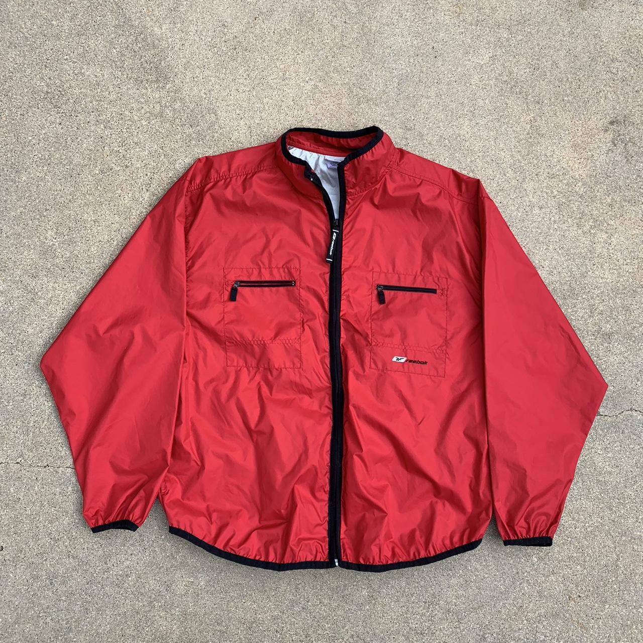 90s vintage red Reebok windbreaker - Depop