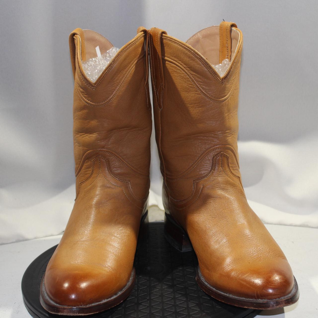 mens western boot, Tecovas, light brown leather,... - Depop
