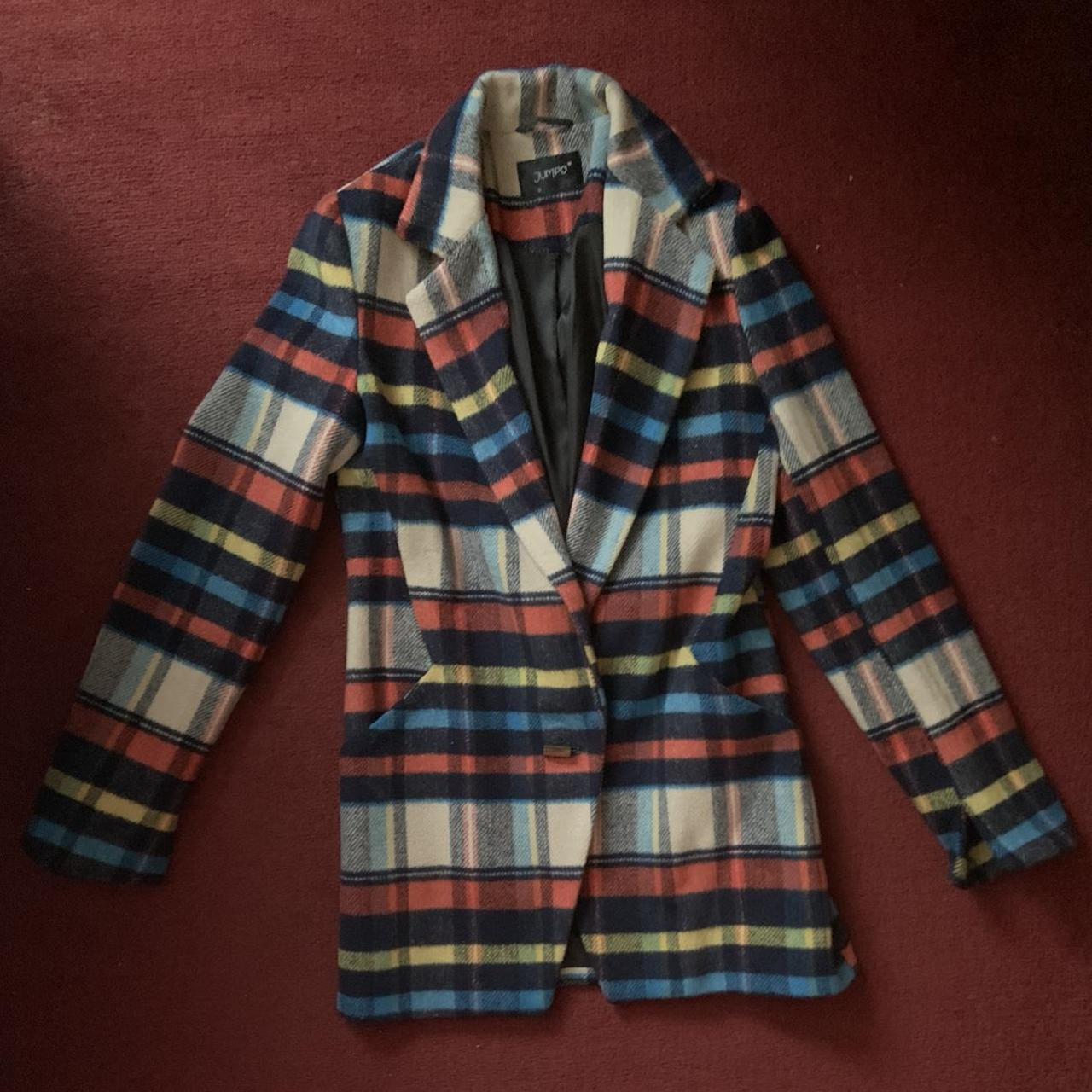 Plaid Multi Coloured Coat / blazer - great... - Depop
