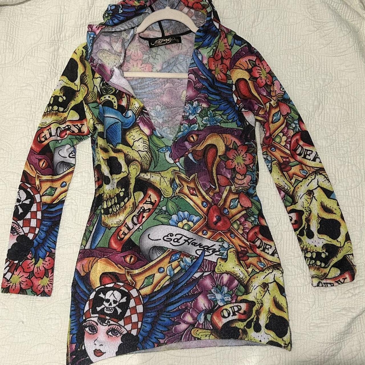 Size Medium/small Ed Hardy long sleeve mini dress... - Depop