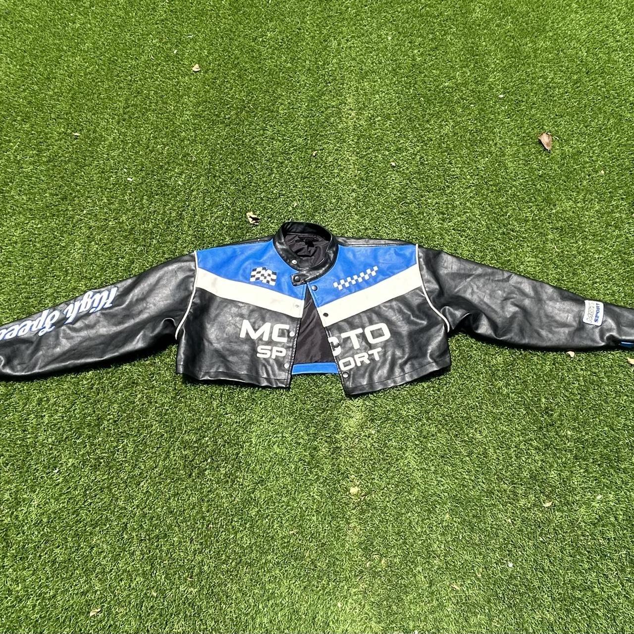 motorcycle racer jacket - Depop