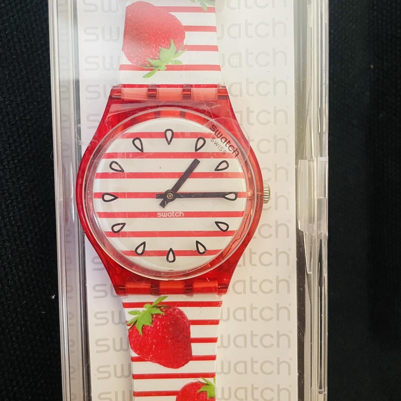 This adorable red-and-white strawberry watch with... - Depop