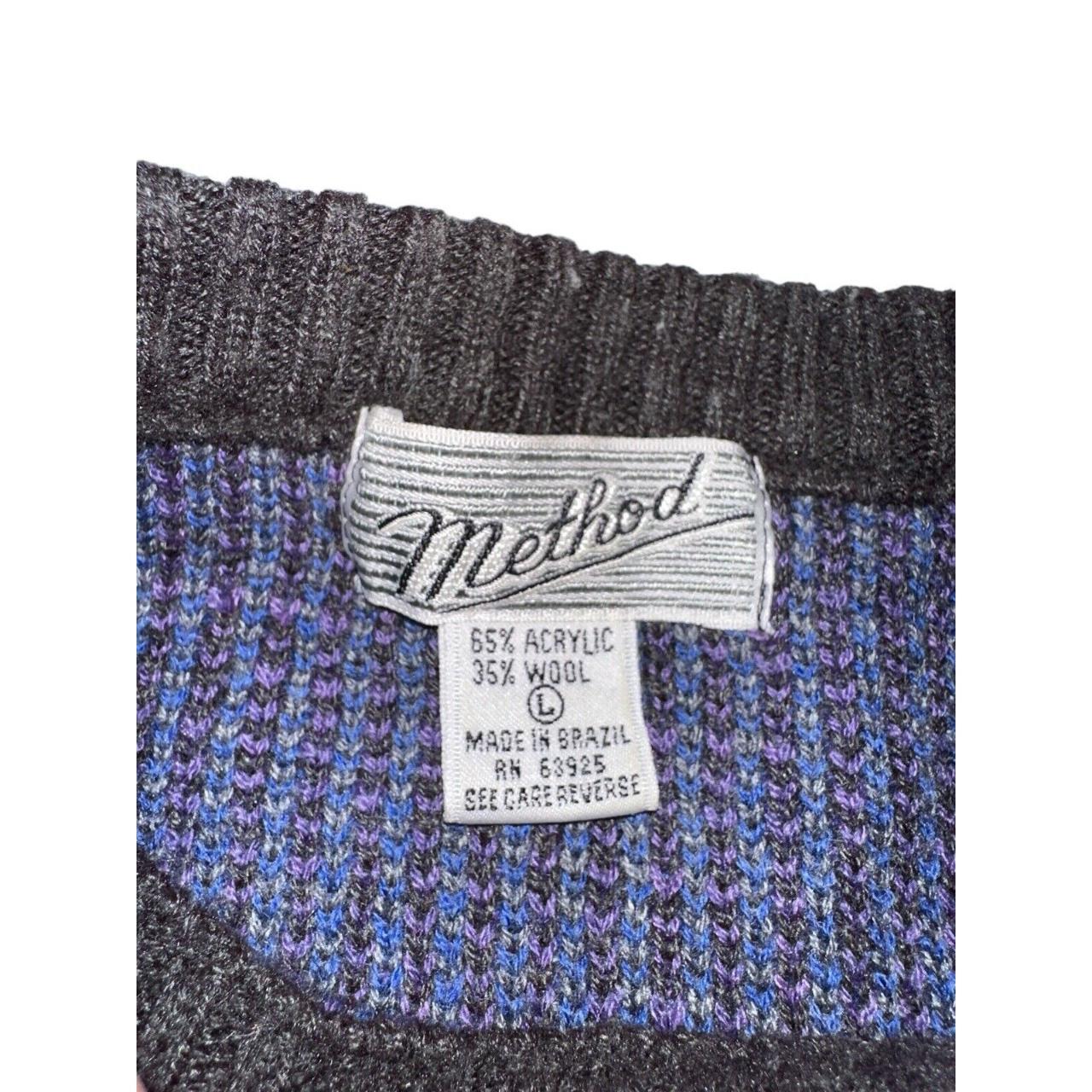 Vintage Mens Method Acrylic Wool Sweater Sz L Purple... - Depop