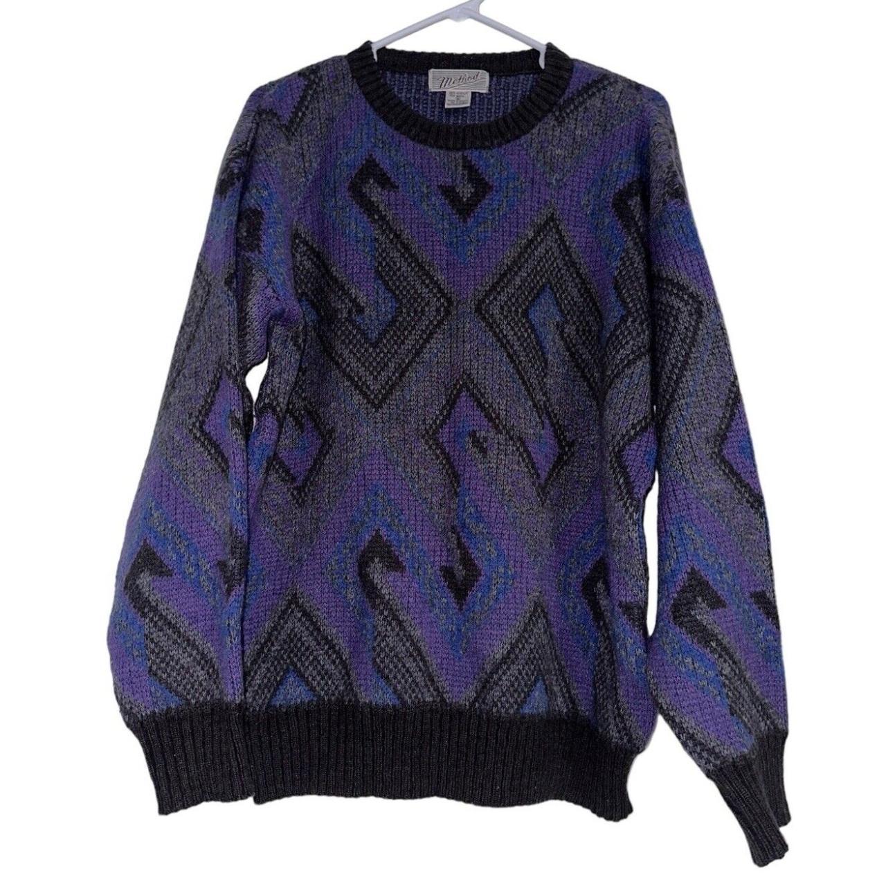 Vintage Mens Method Acrylic Wool Sweater Sz L Purple... - Depop