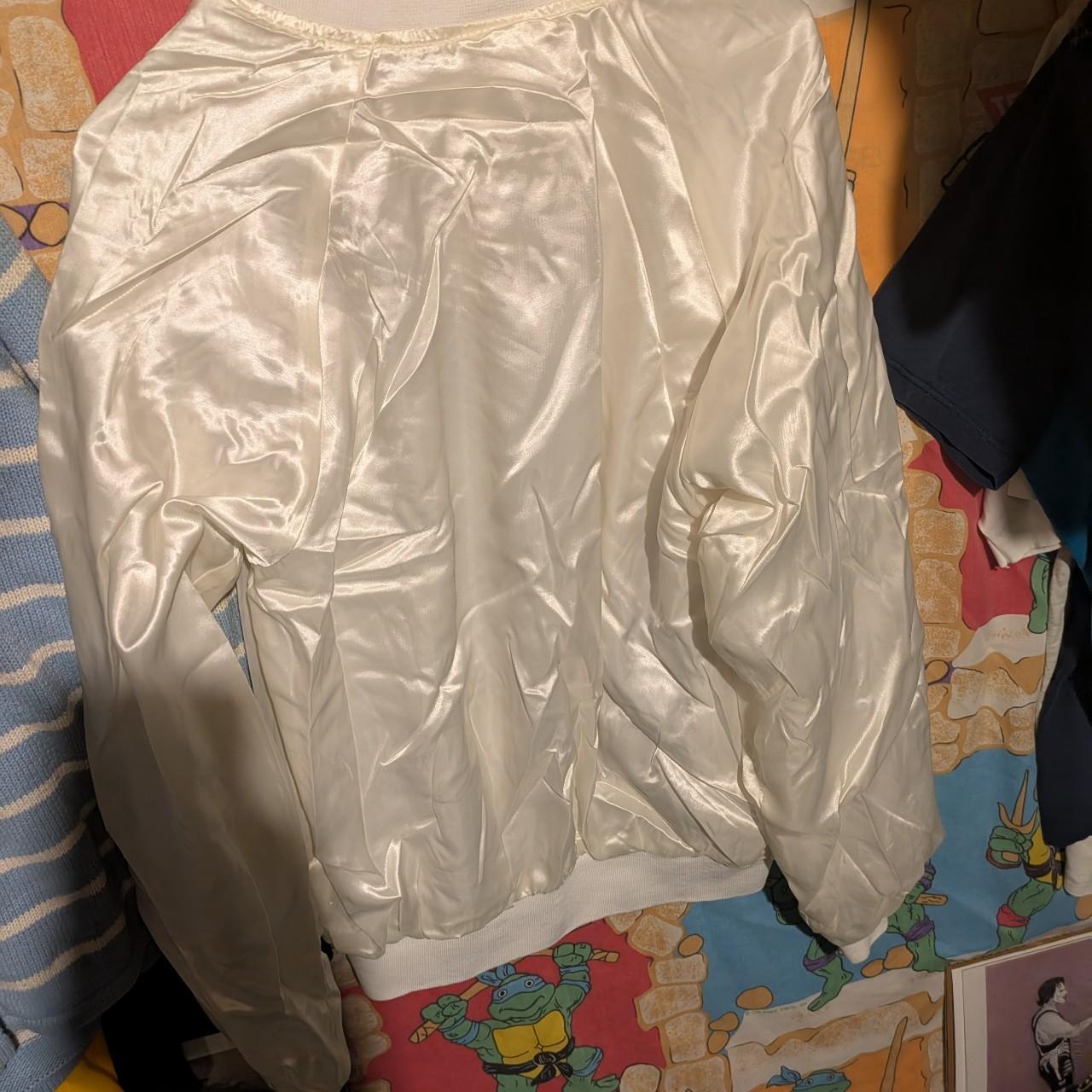 Vintage 80s Hartwell sports White satin Bomber... - Depop