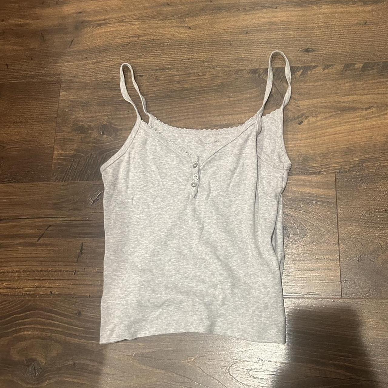 Light grey cami with buttons and trim | Depop