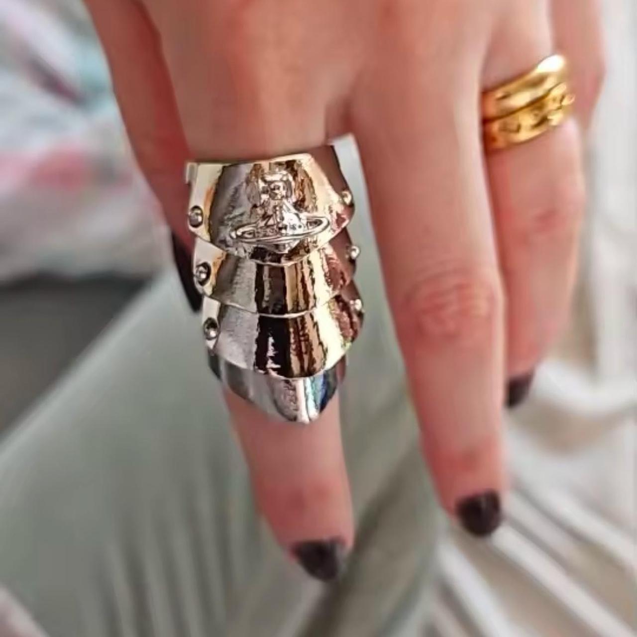 chrome style armour ring ring from nana... - Depop