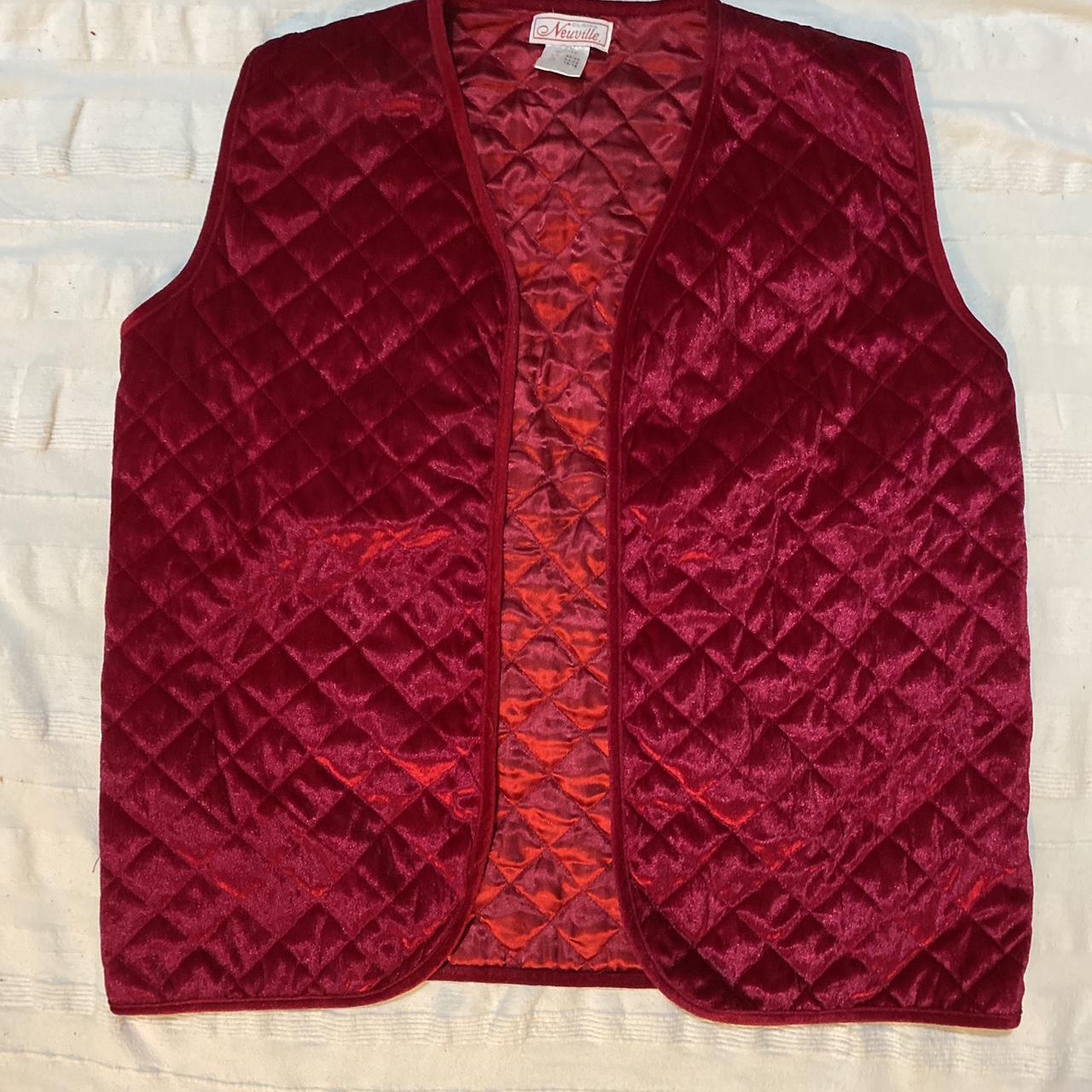 Red velvet quilted gilet/waistcoat Gorgeous for... - Depop