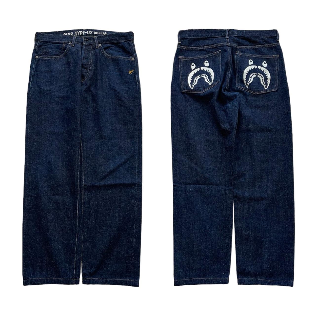 Bape Shark Face Jeans Rare A Bathing Ape Shark Head... - Depop