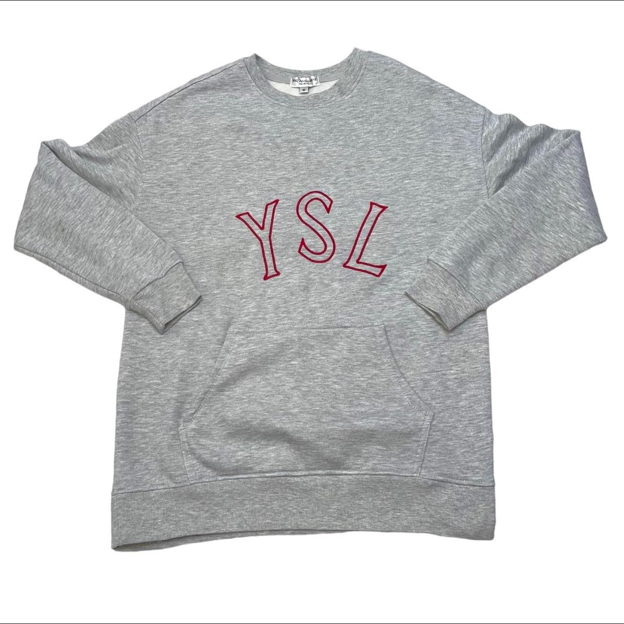 Yves Saint Laurent Men's Grey and Red Sweatshirt | Depop