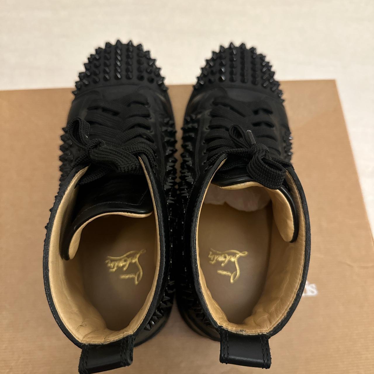 Christian louboutin louis black flat calf spikes... - Depop