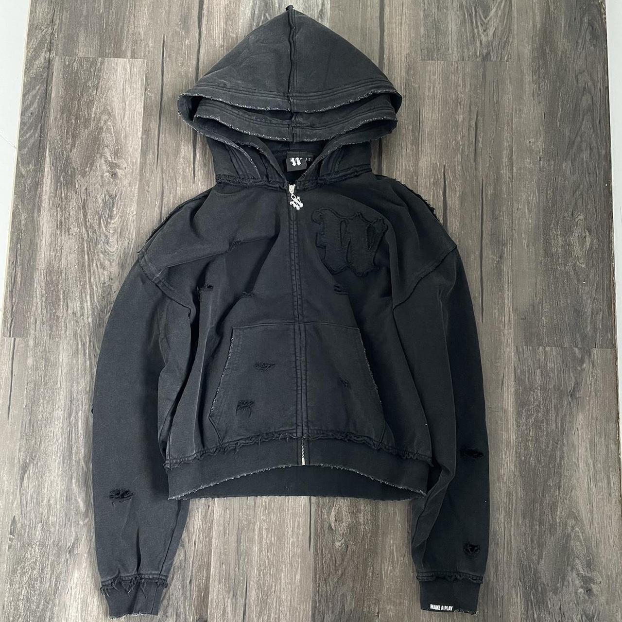 Weup distraught zip up hoodie Brand new size S... | Depop
