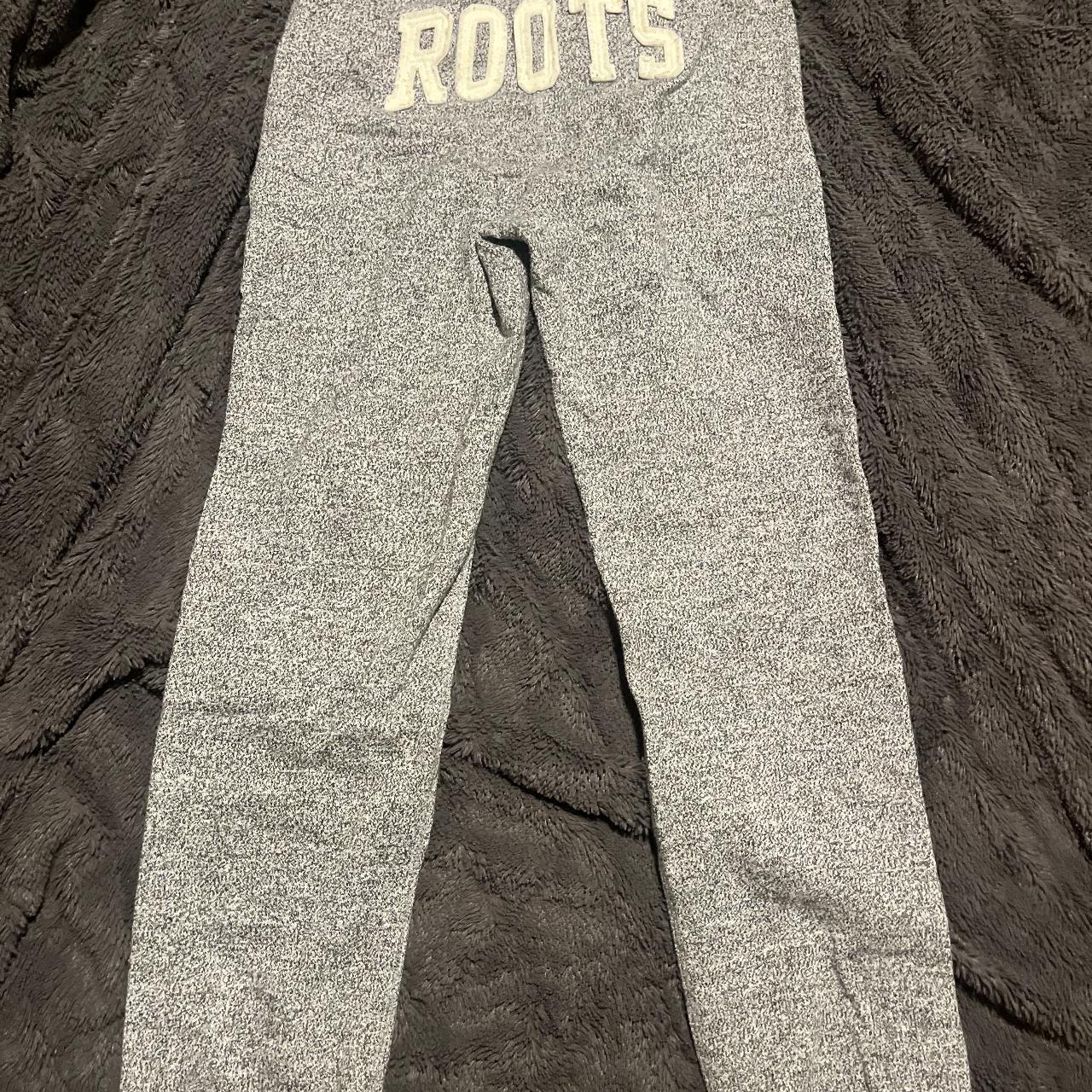 roots gray sweatpants woman's small/ extra small - Depop