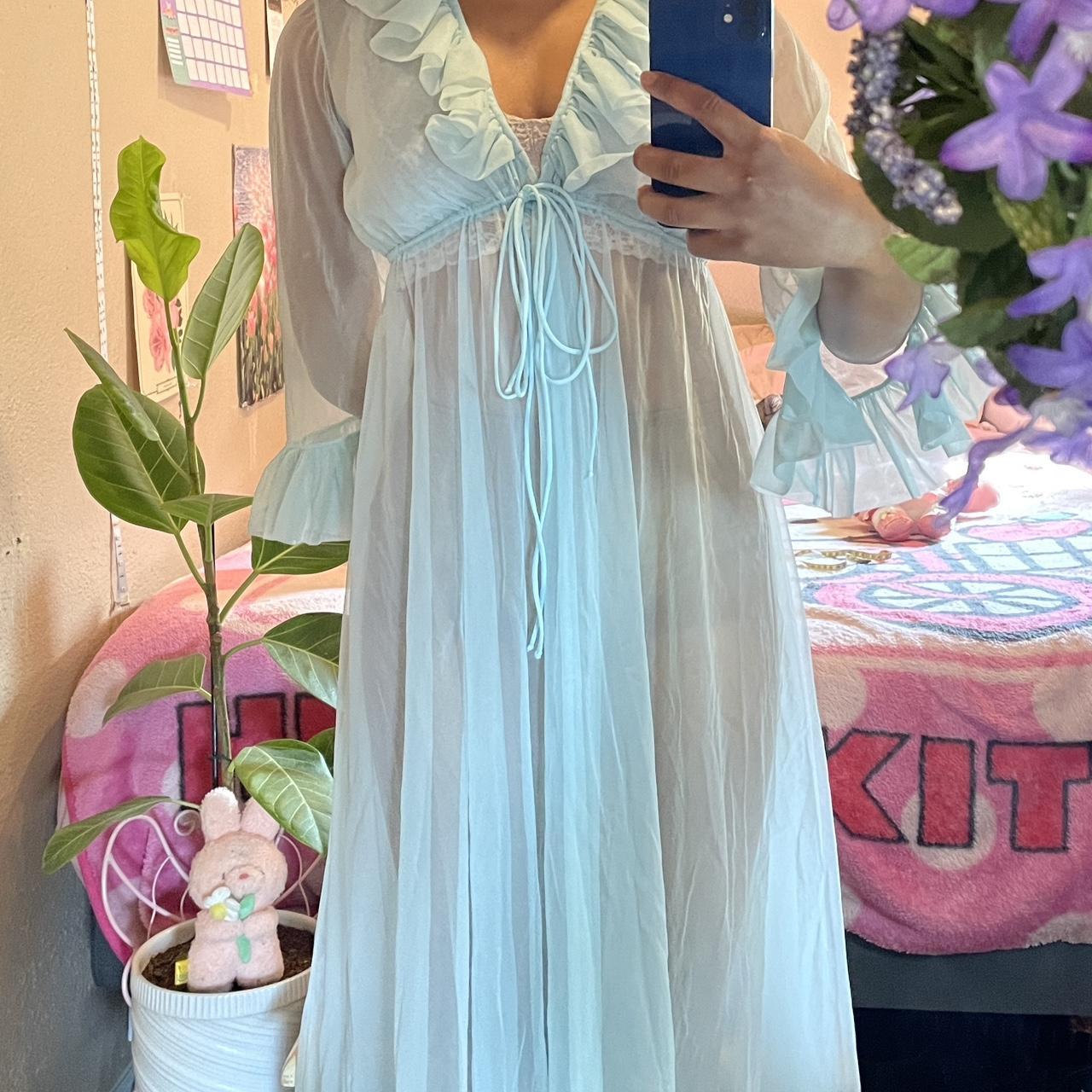 gorgeous baby blue vintage night robe!! Virginia... - Depop