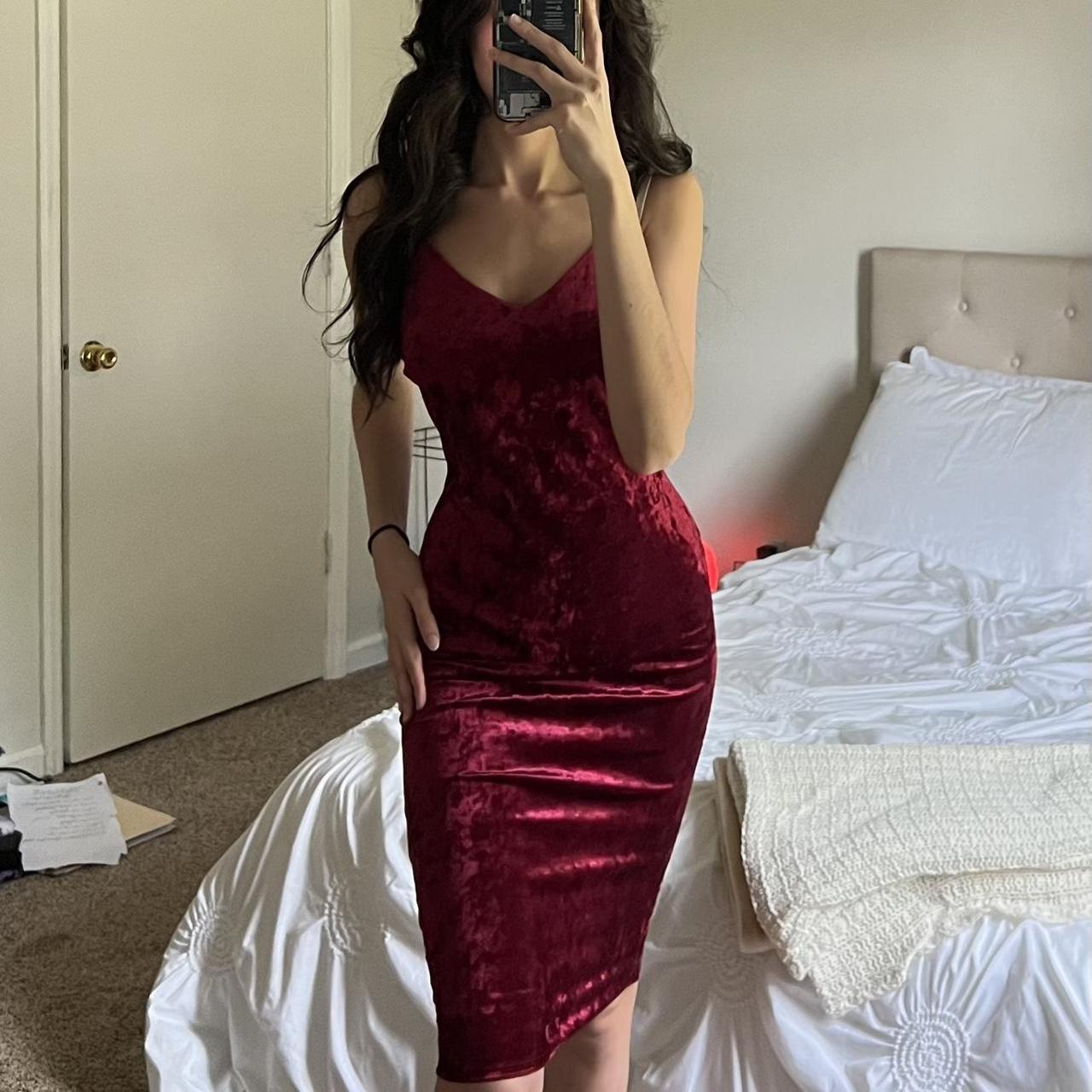 Super sexy deep dark red vamp style dress So... - Depop
