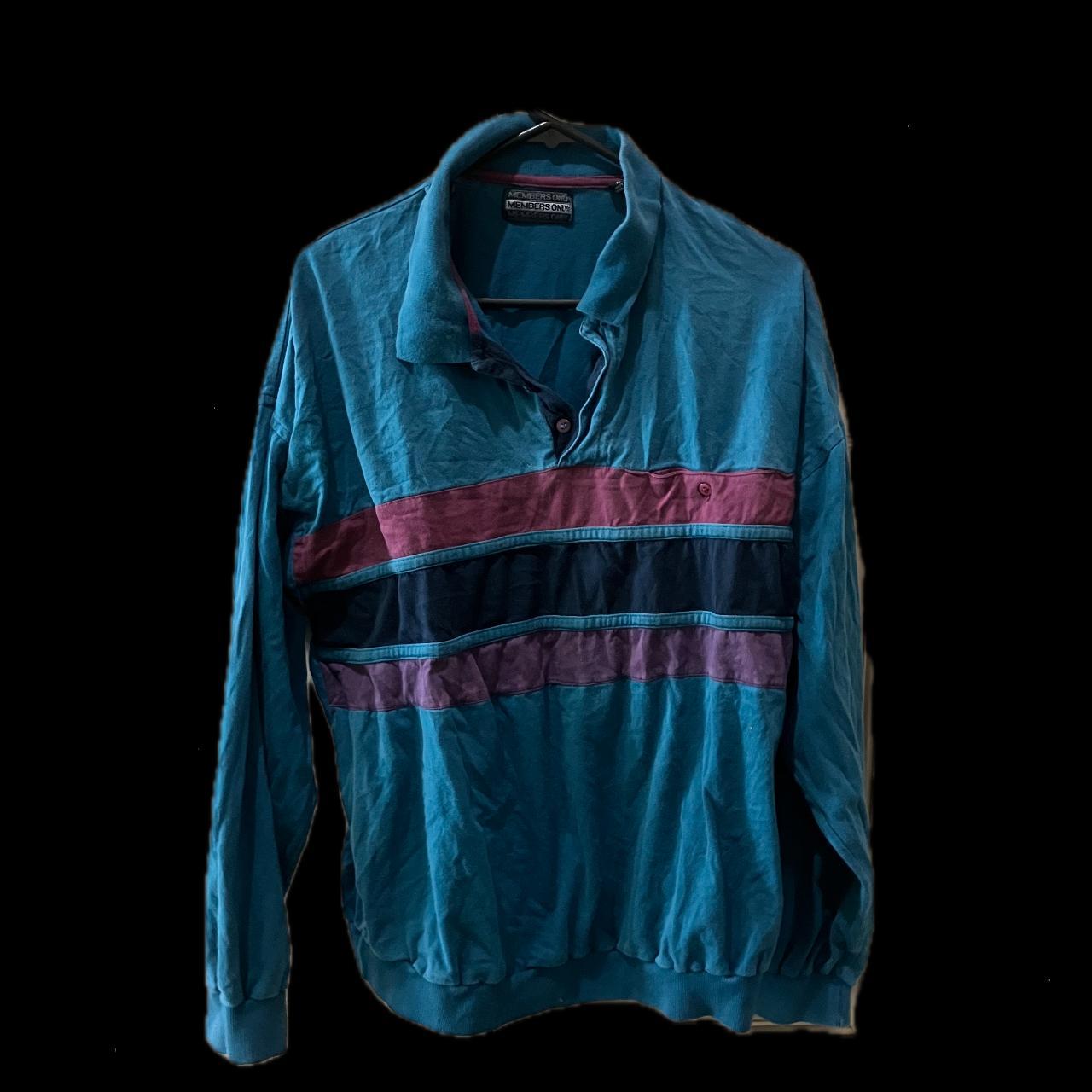 Vintage 80s Members Only rugby jumper Greenish blue... | Depop