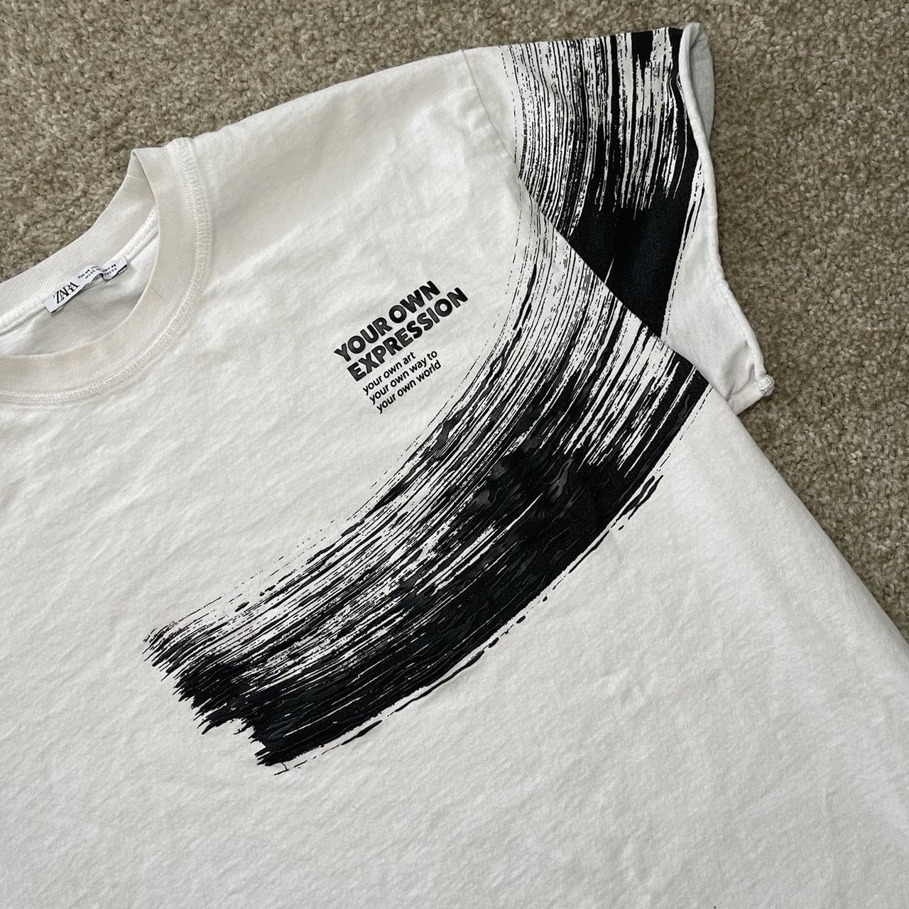Zara Paint T-Shirt Tagged size medium Good... - Depop