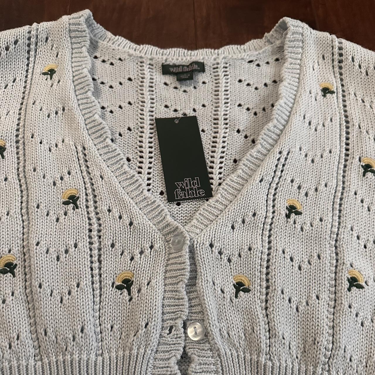 Wild fable Women’s embroidery floral crop Cardigan.... - Depop