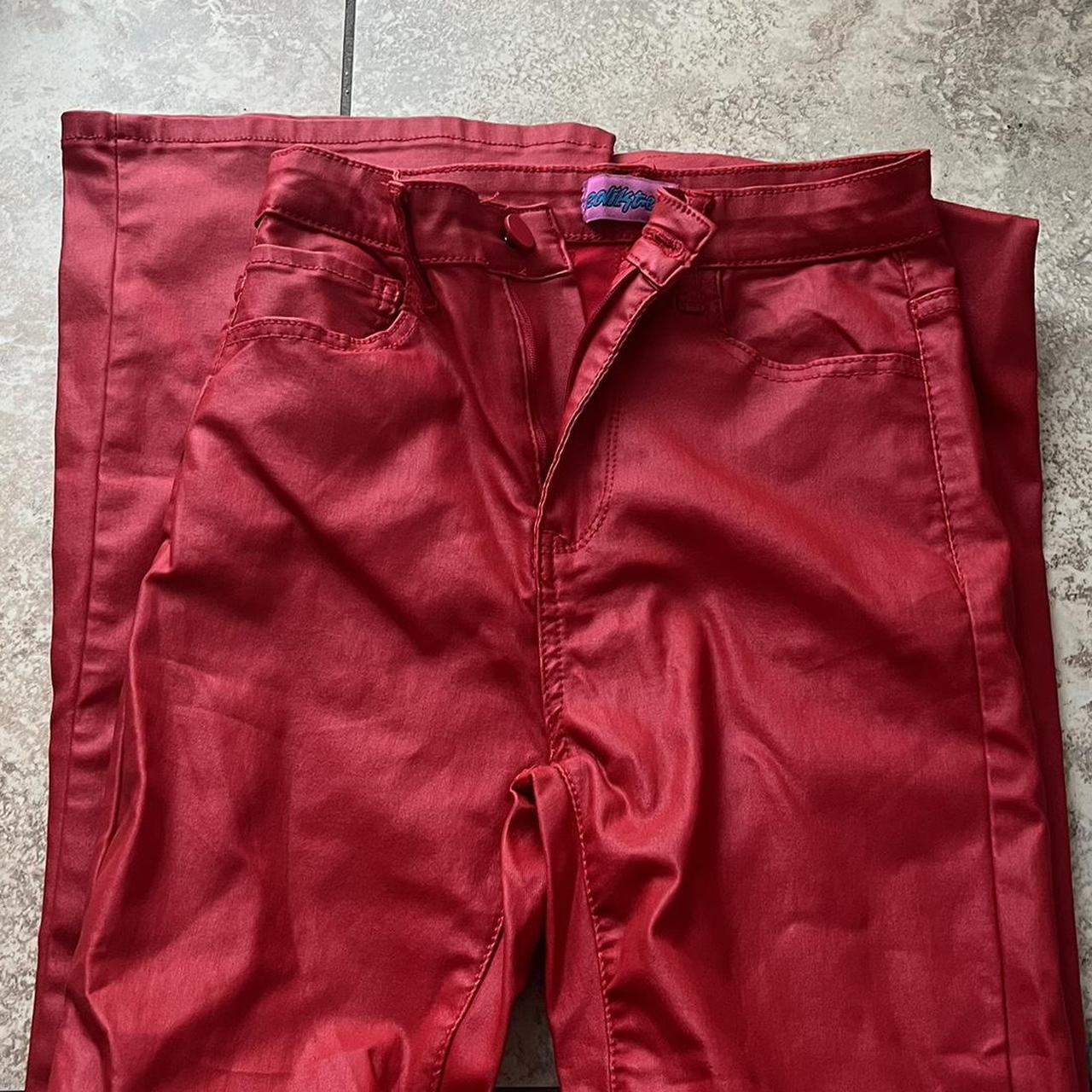 red edikted leather pants i love these would keep... - Depop