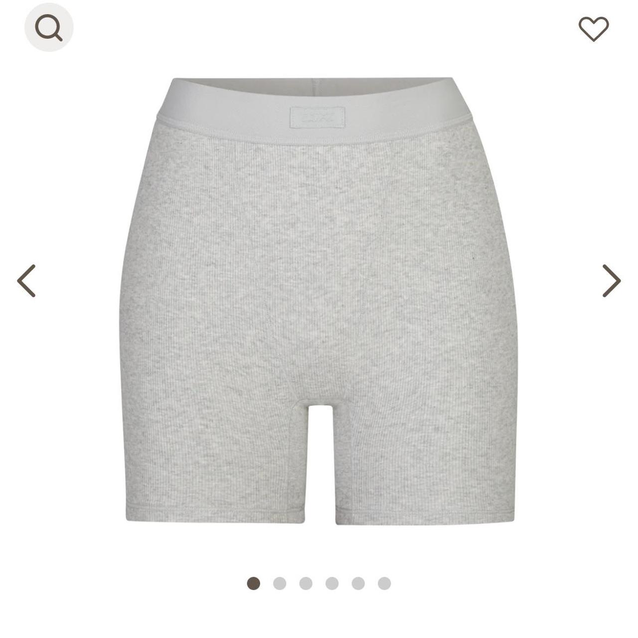 SKIMS light heather grey boxer Cotton rib... - Depop
