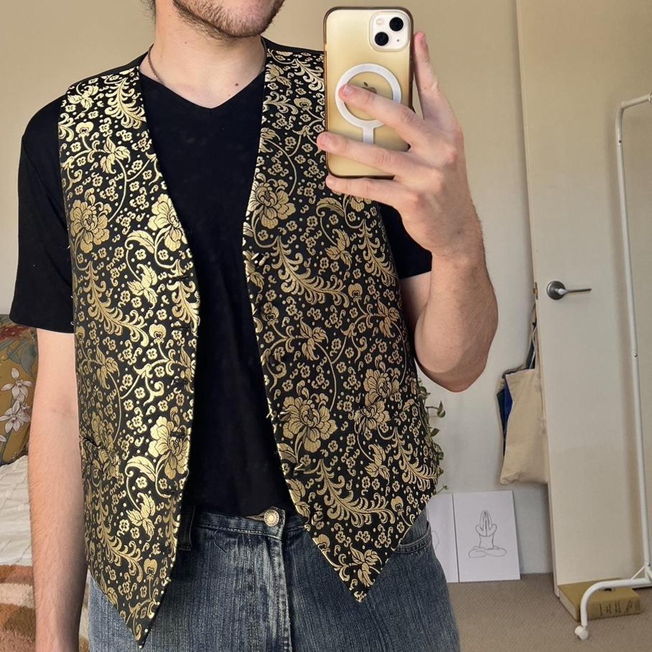 Golden floral vest! Very cool piece perfect for... - Depop