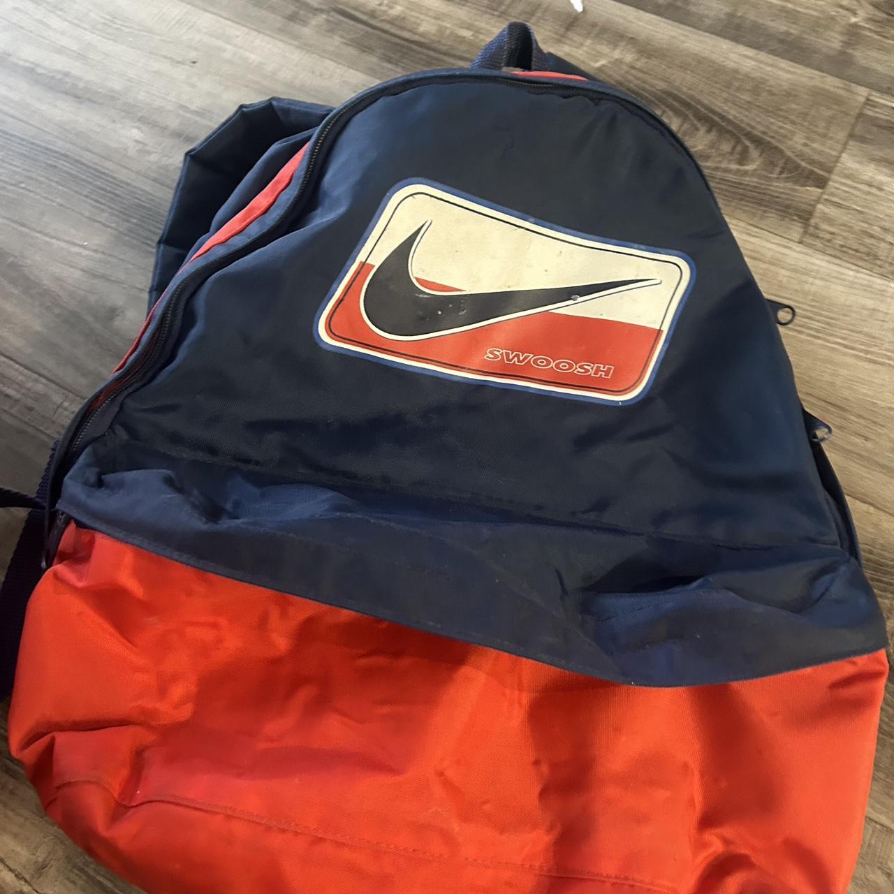 Vintage Nike Backpack Lightweight Red Blue pre owed... - Depop
