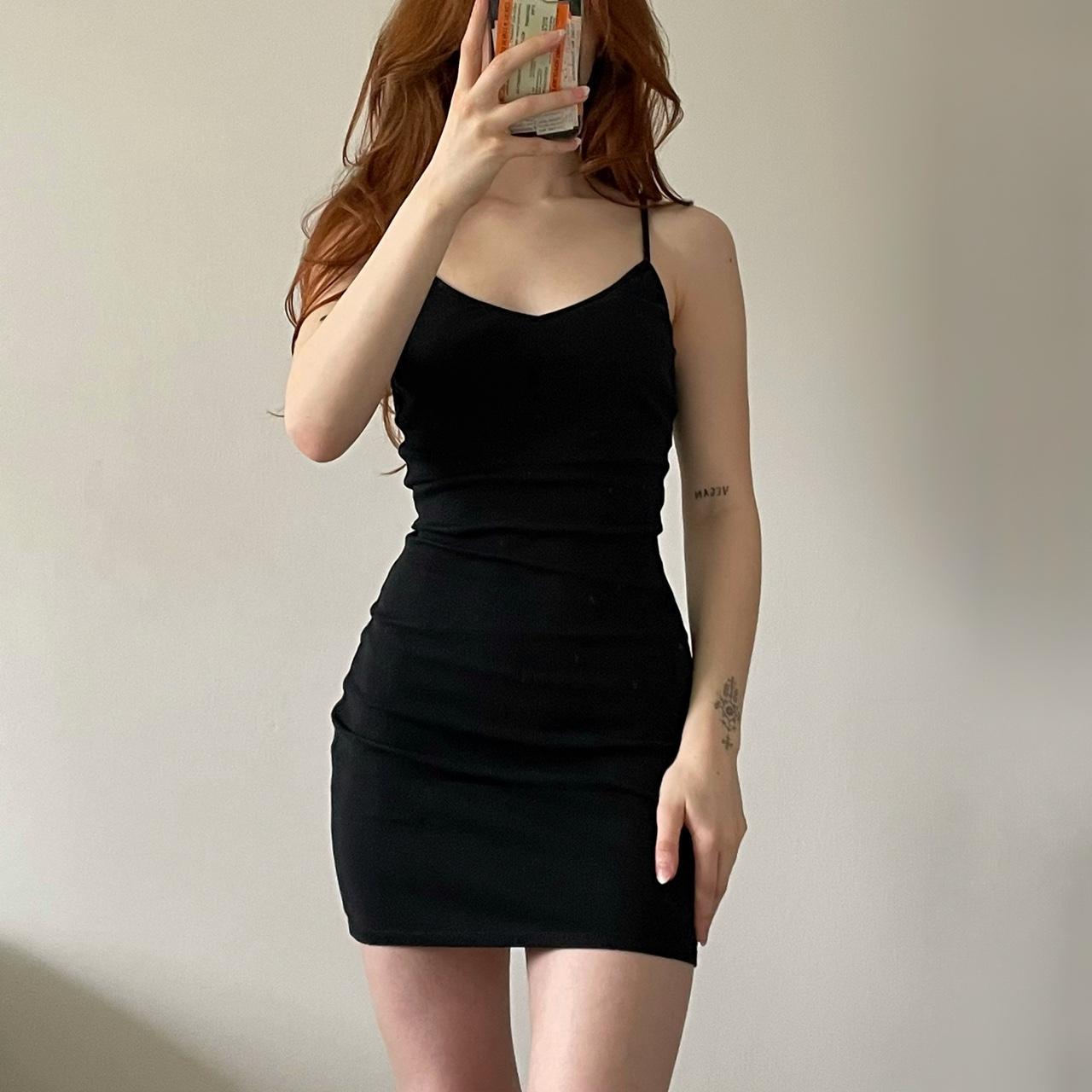 Black V Neck Mini Dress Mini Dress Bodycon Ribbed Depop