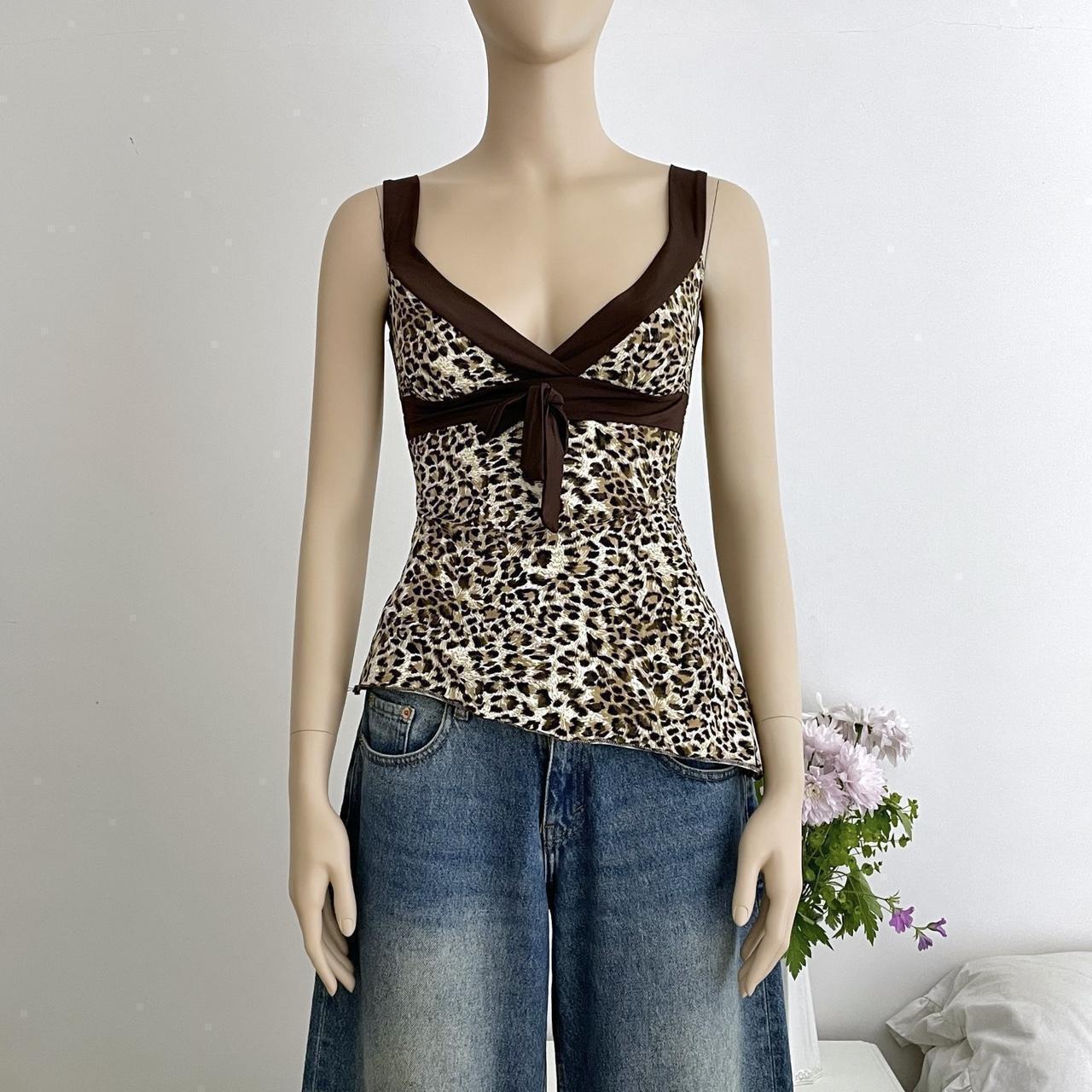 BROWN LEOPARD PRINT CAMI TOP Animal print Brown and... - Depop