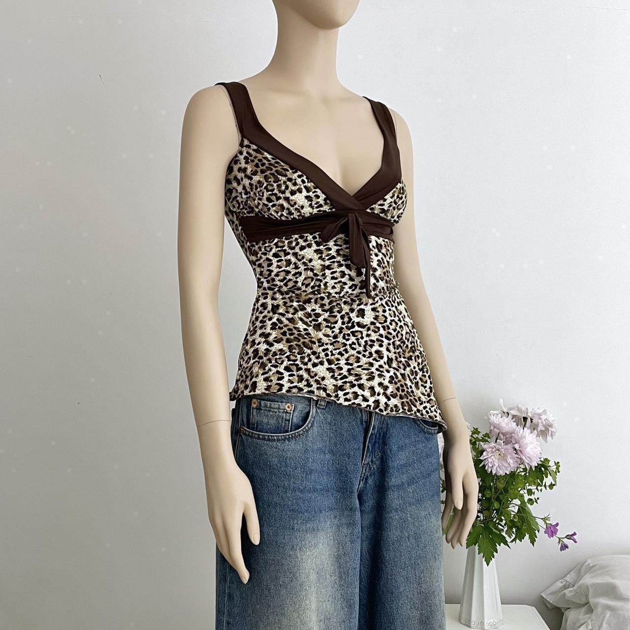 BROWN LEOPARD PRINT CAMI TOP Animal print Brown and... - Depop