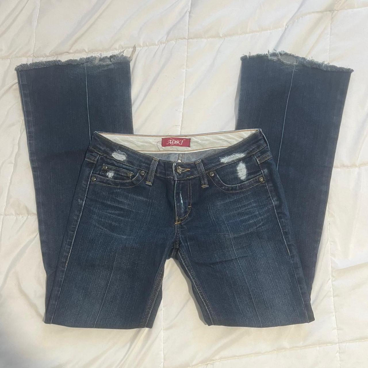 aoki- vintage y2k lowwww rise jeans ! measurements... | Depop