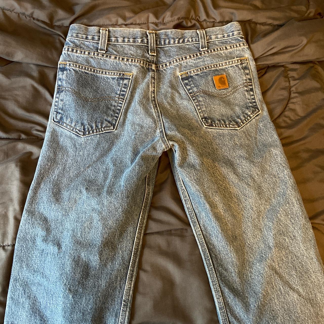 size 32x32 carhart faded denim jeans super nice... - Depop
