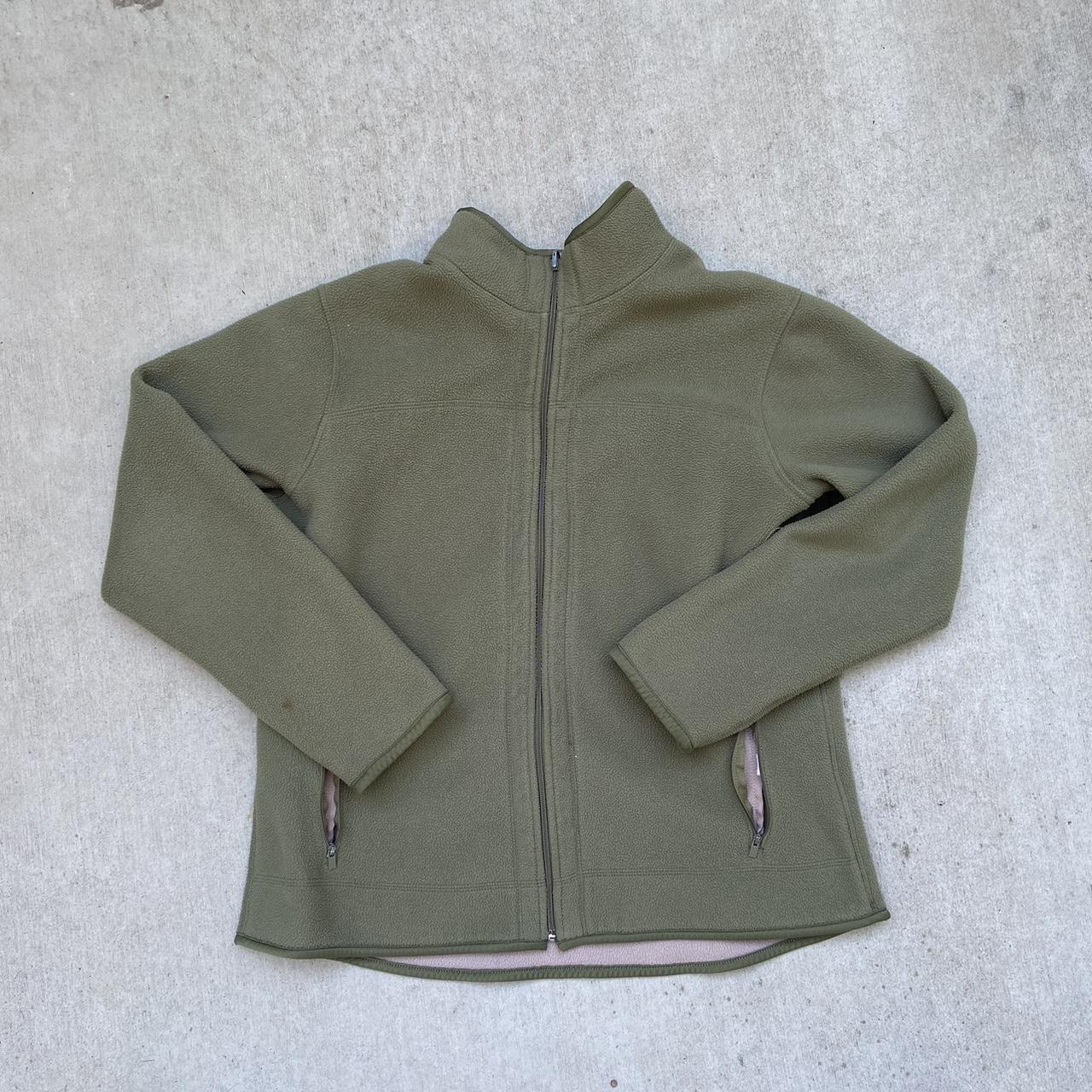 Olive Green Fleece Jacket Size XXL FITS LIKE LARGE... - Depop
