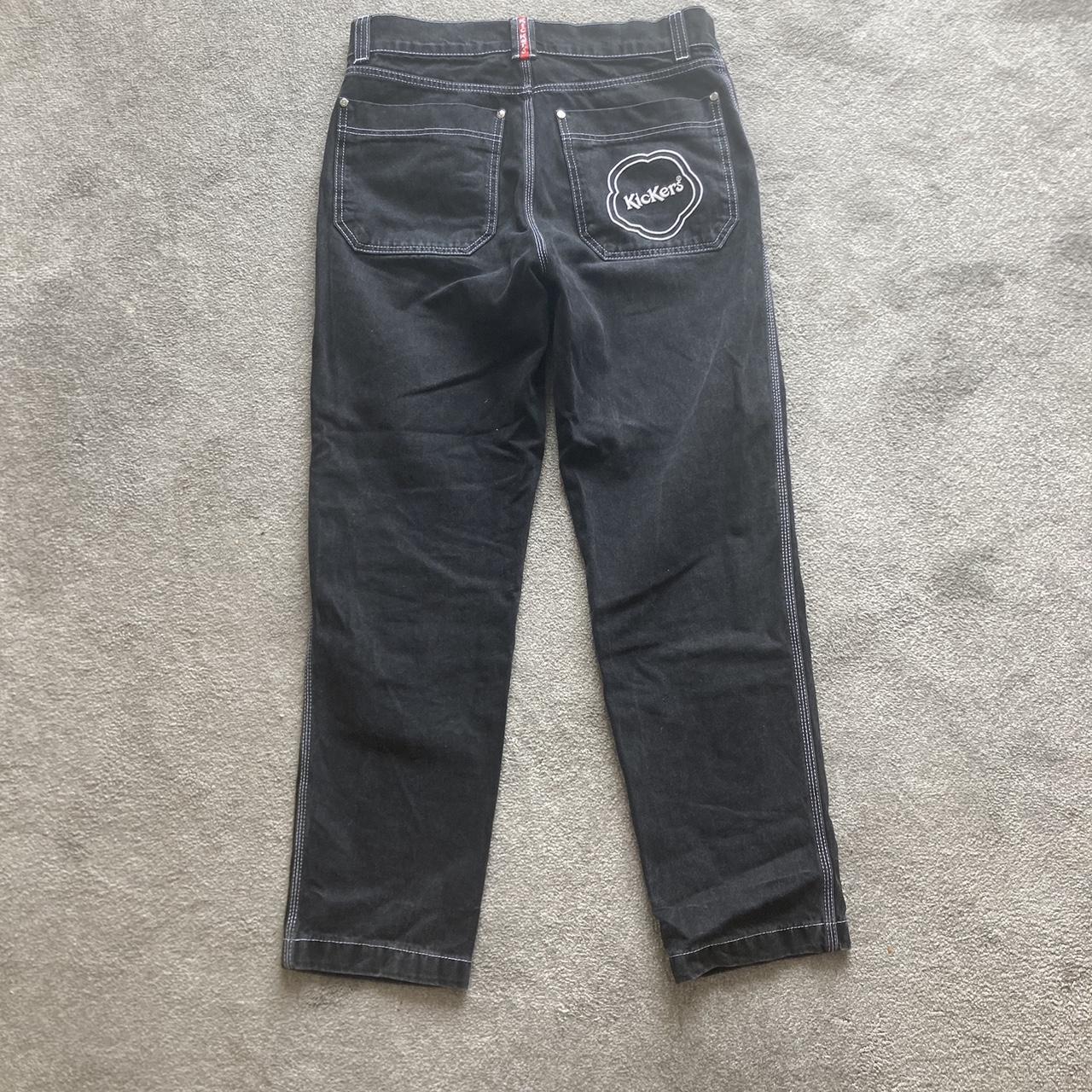 Black and White Reverse Stitch Kickers Baggy Jeans 👖... - Depop