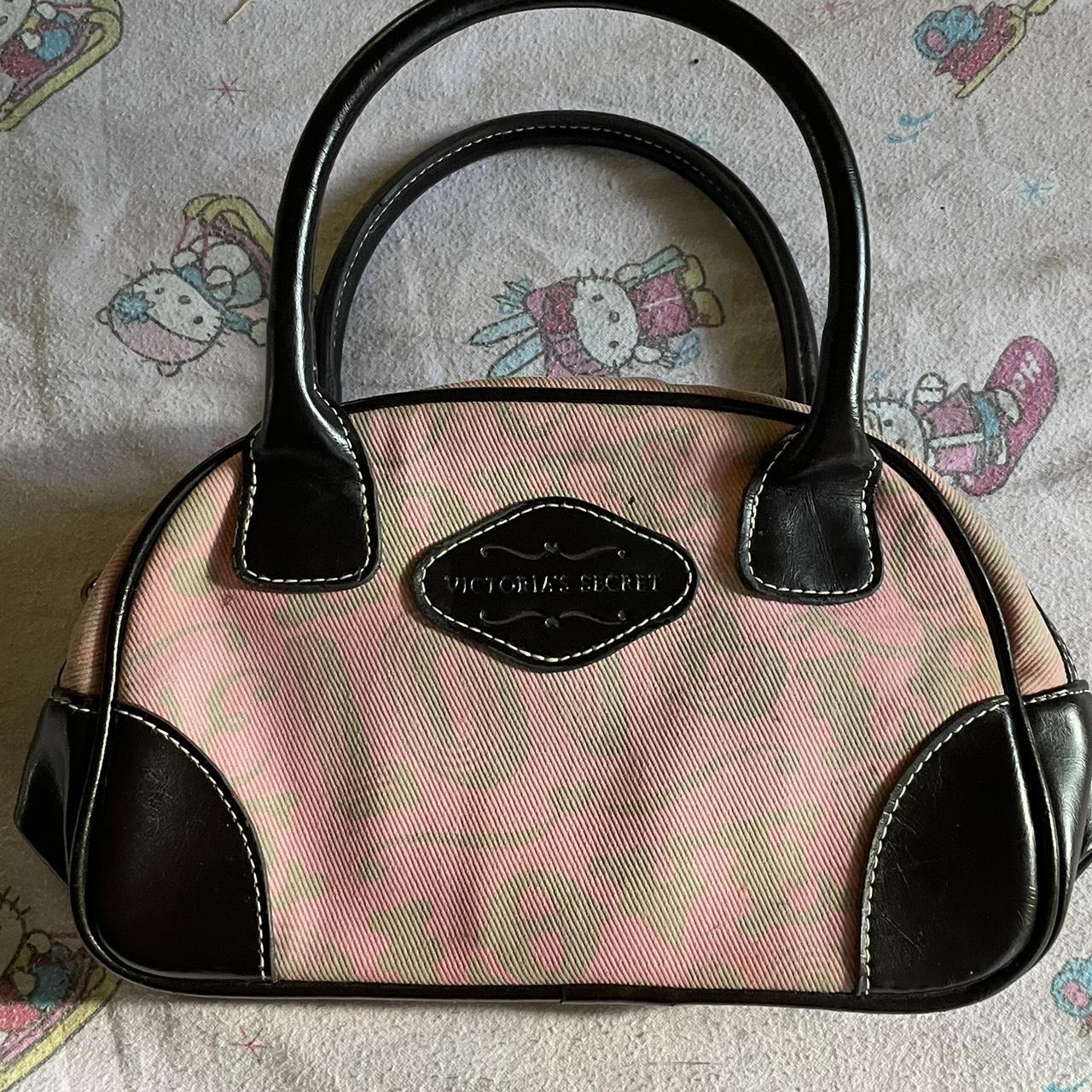 victorias secret small purse pink and black 9 inch... - Depop