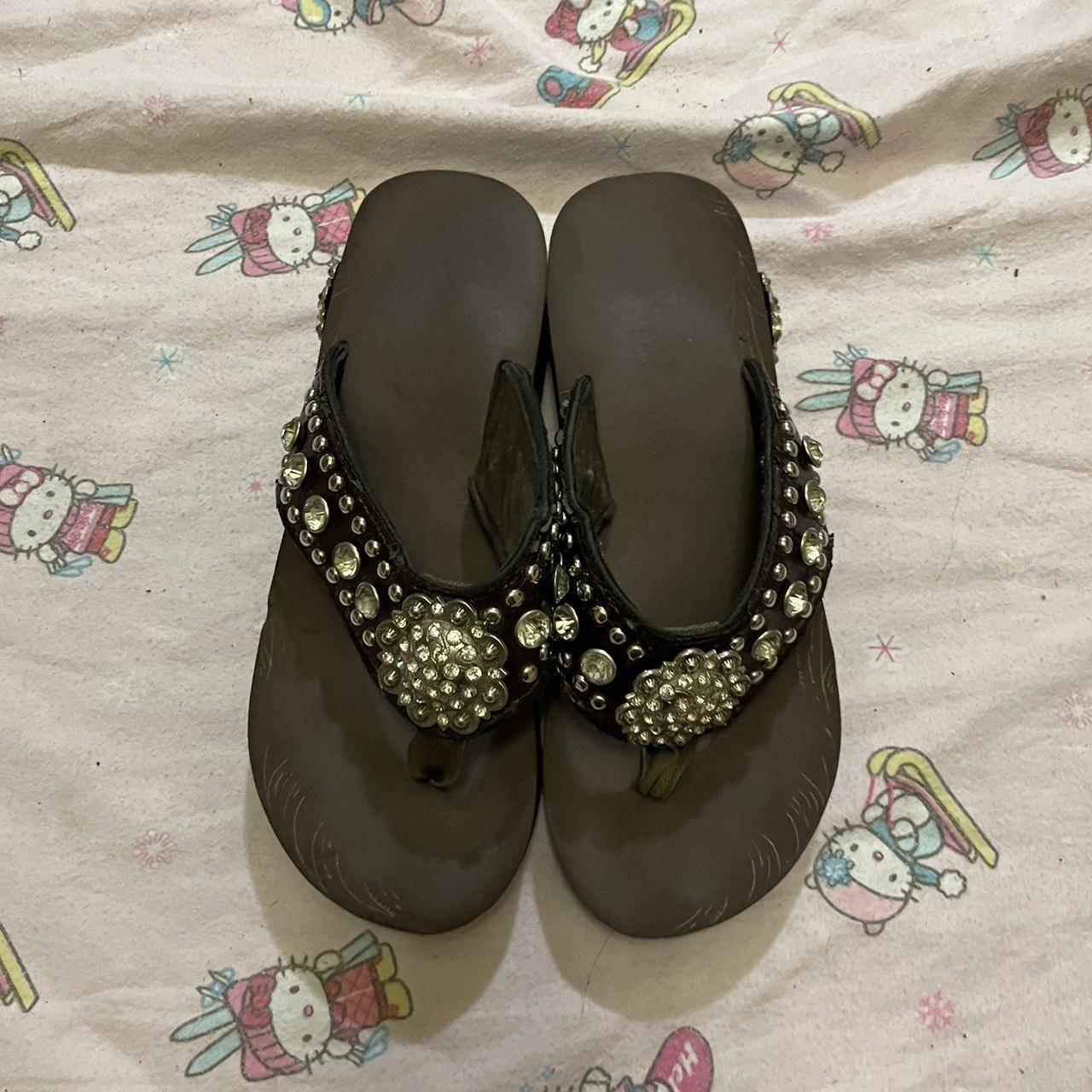 y2k rhinestone platforms size 7.5 womens dark/ dull... - Depop