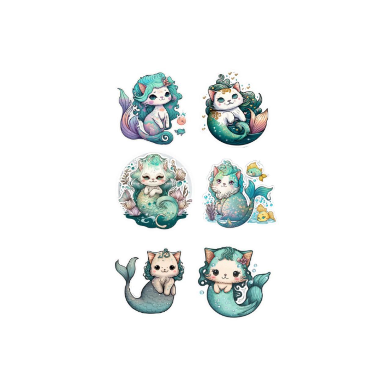 cute cat mermaid stickers each sticker is precut... - Depop