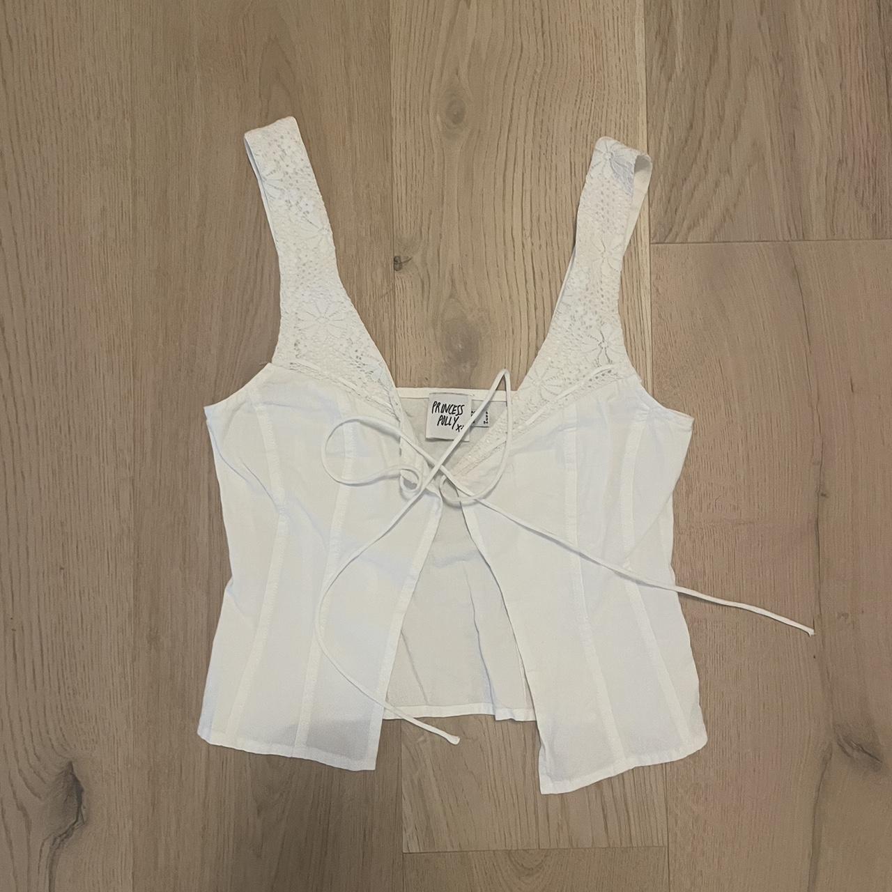 princess polly tie up top size 6 cute lace details... - Depop